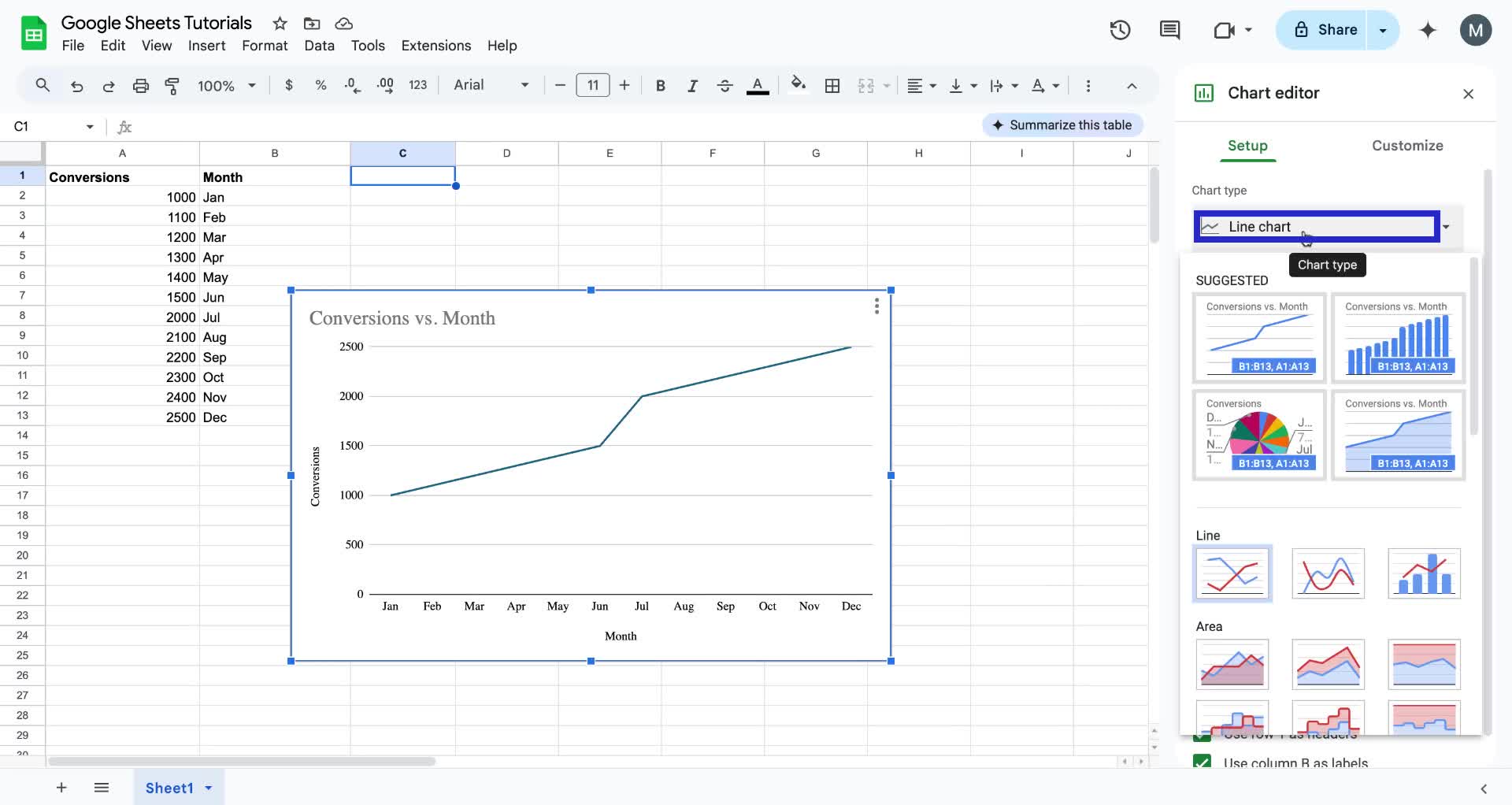 How to Make a Line Graph in Google Sheets? - Google Sheets Tutorials
