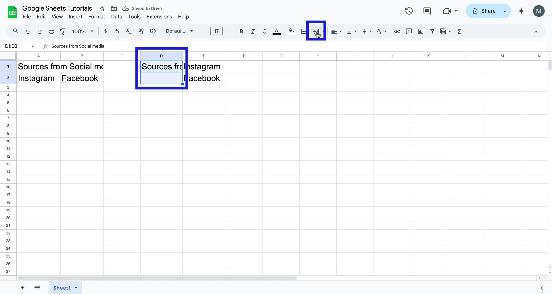How to Merge Cells in Google Sheets? - Google Sheets Tutorials