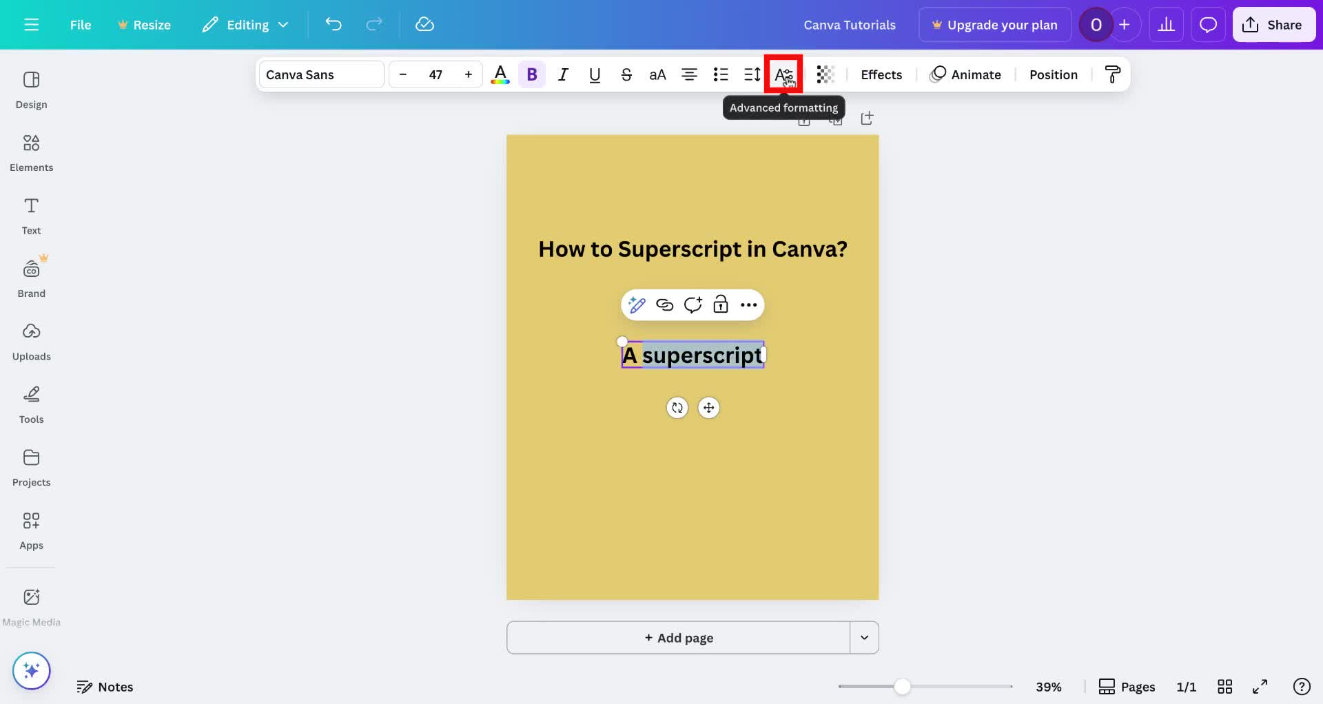 How to Superscript in Canva? - Canva Tutorials