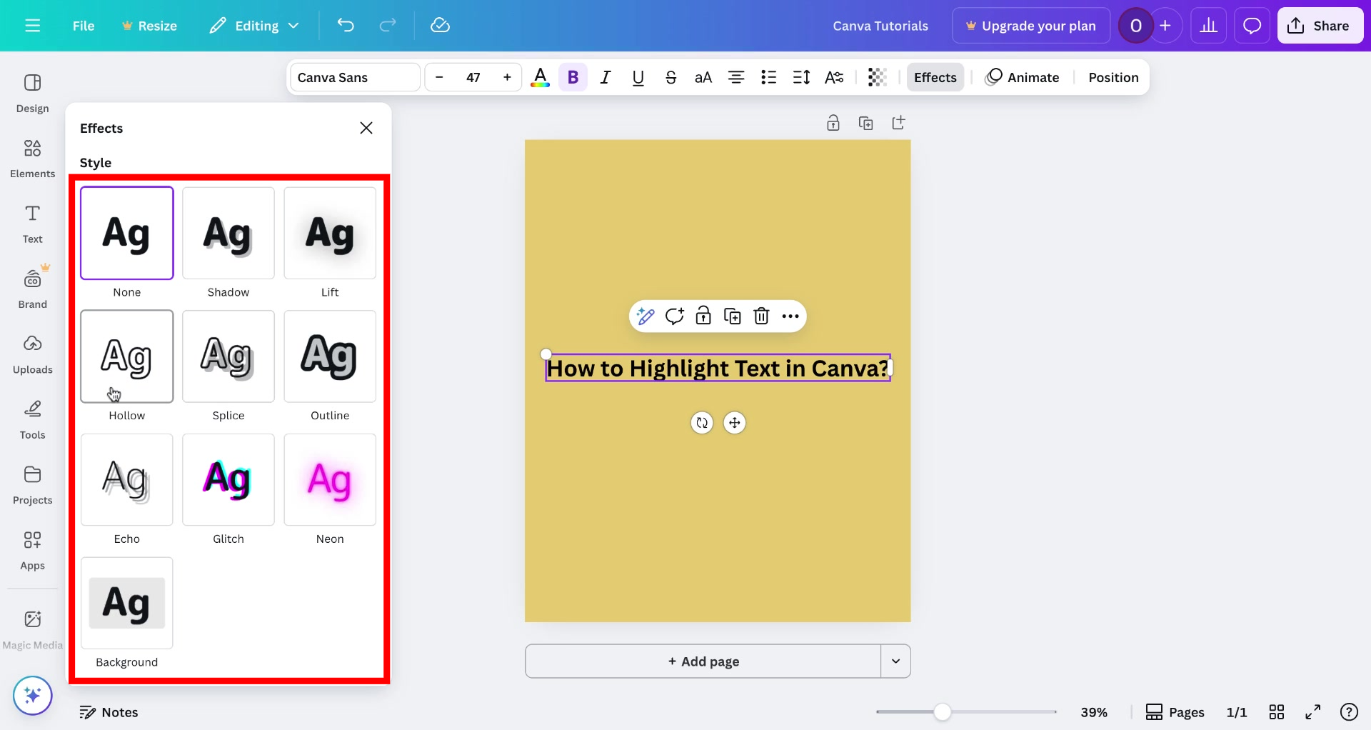 How to Highlight Text in Canva? - Canva Tutorials