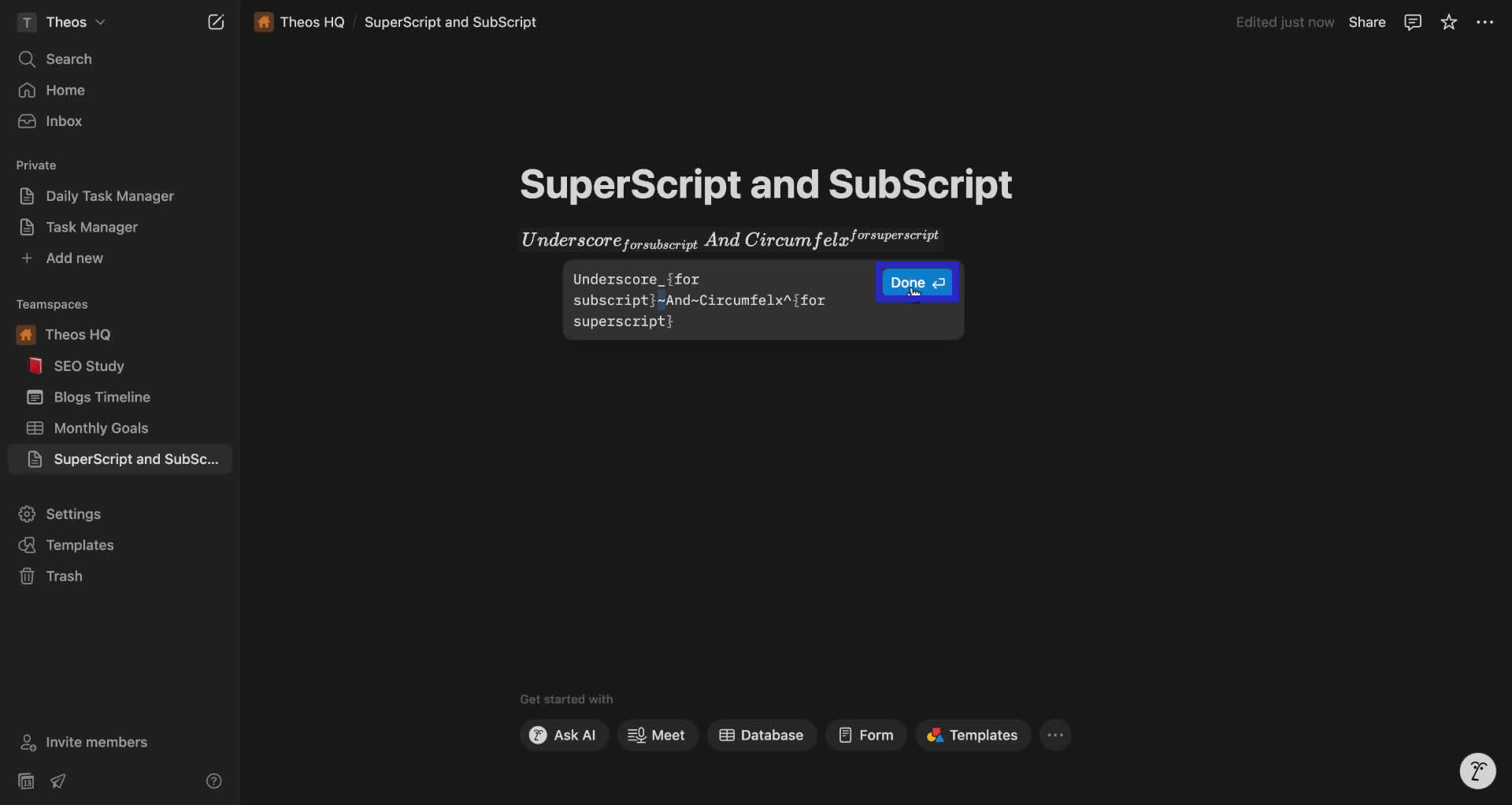 How to Type in Subscript and Superscript in Notion? - Notion Tutorials