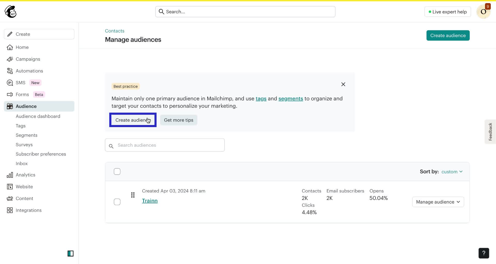 How to Create a New Audience in Mailchimp? - Mailchimp Tutorials