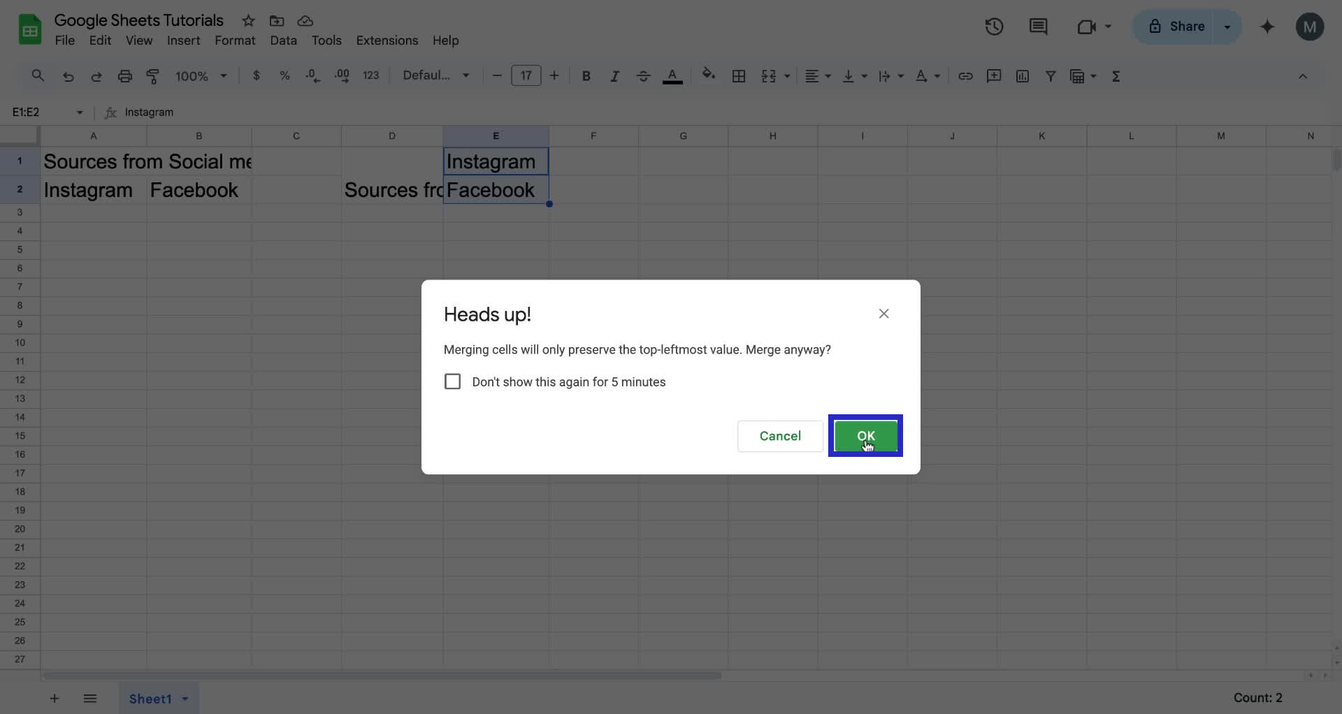 How to Merge Cells in Google Sheets? - Google Sheets Tutorials