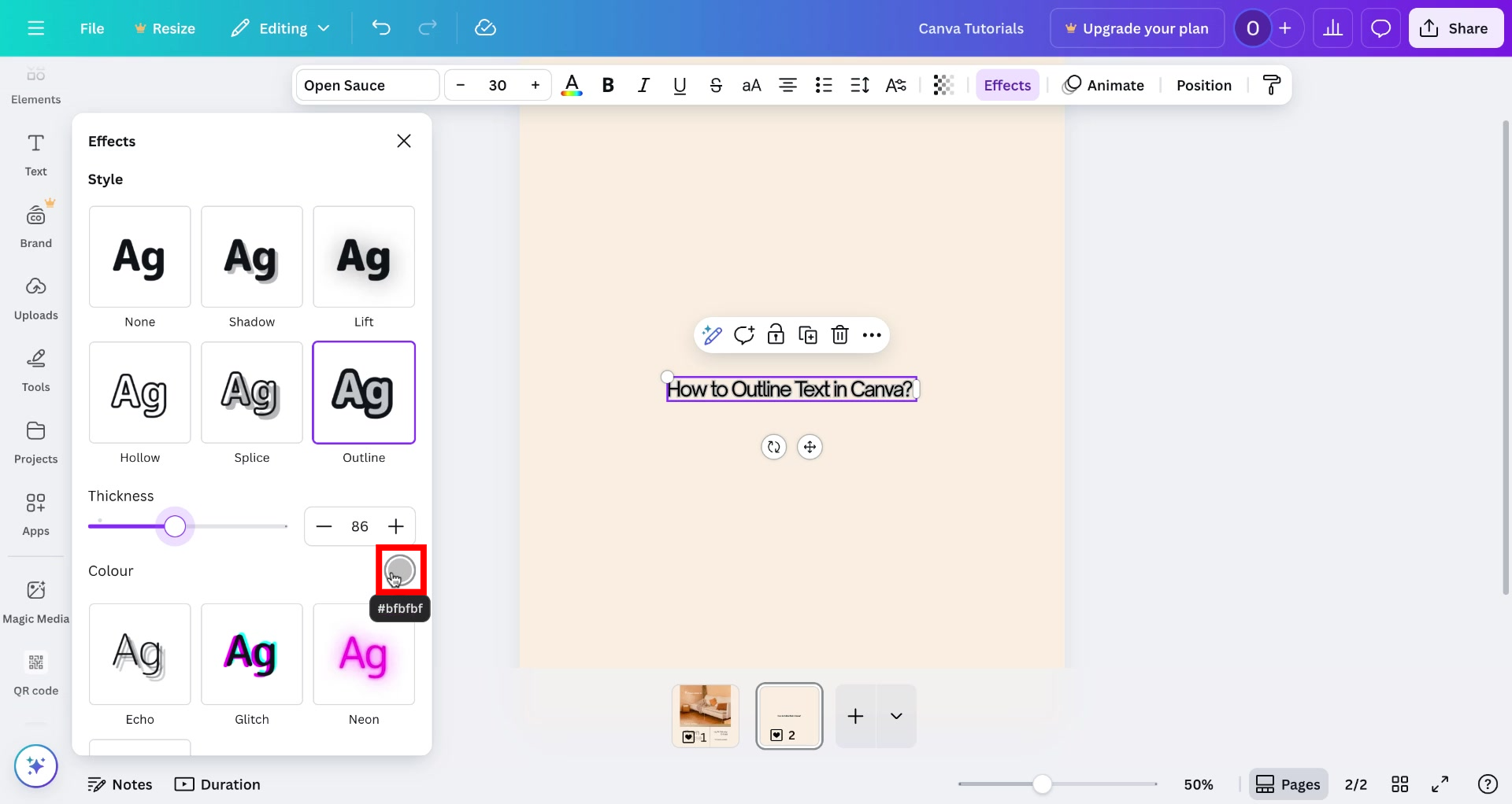 How to Outline Text in Canva? - Canva Tutorials