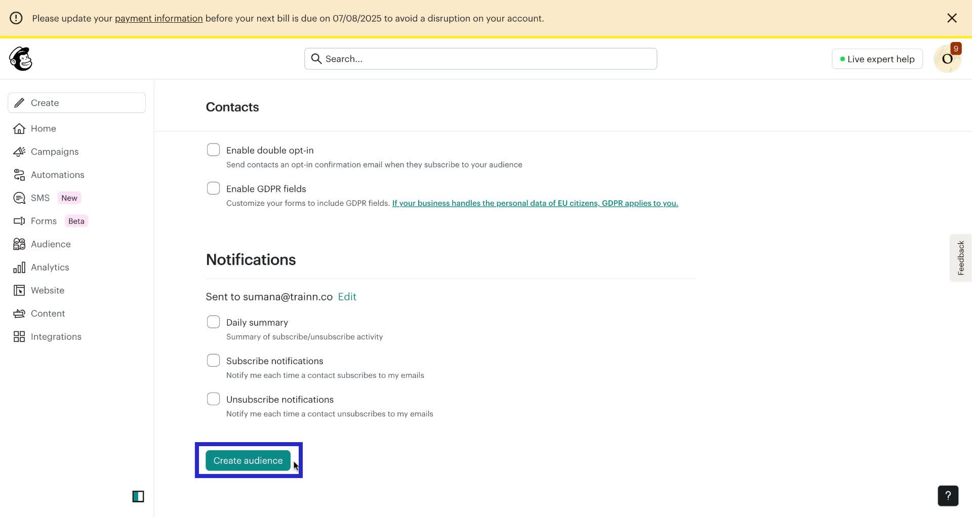 How to Create a New Audience in Mailchimp? - Mailchimp Tutorials
