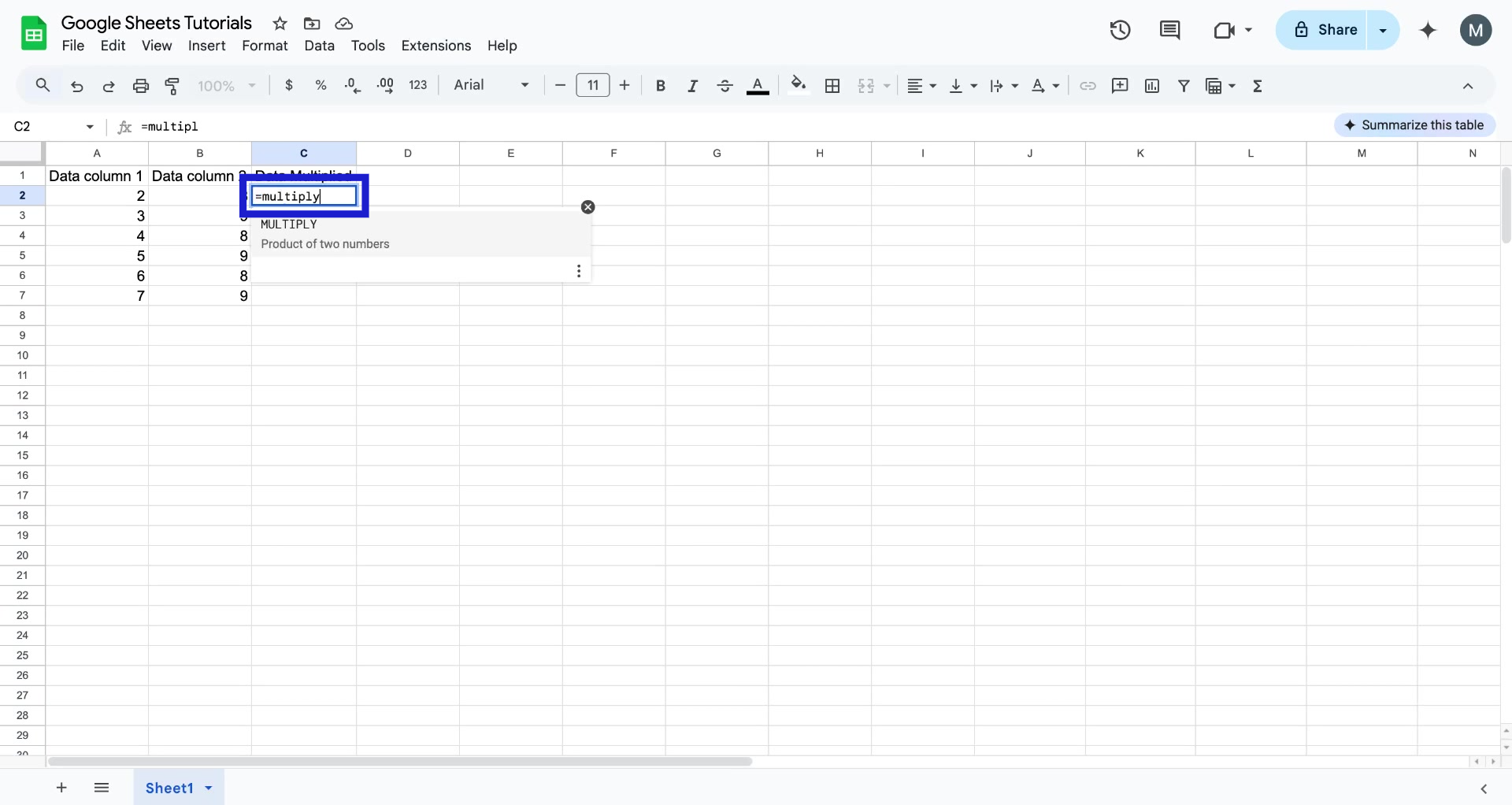 How to Multiply in Google Sheets? - Google Sheets Tutorials