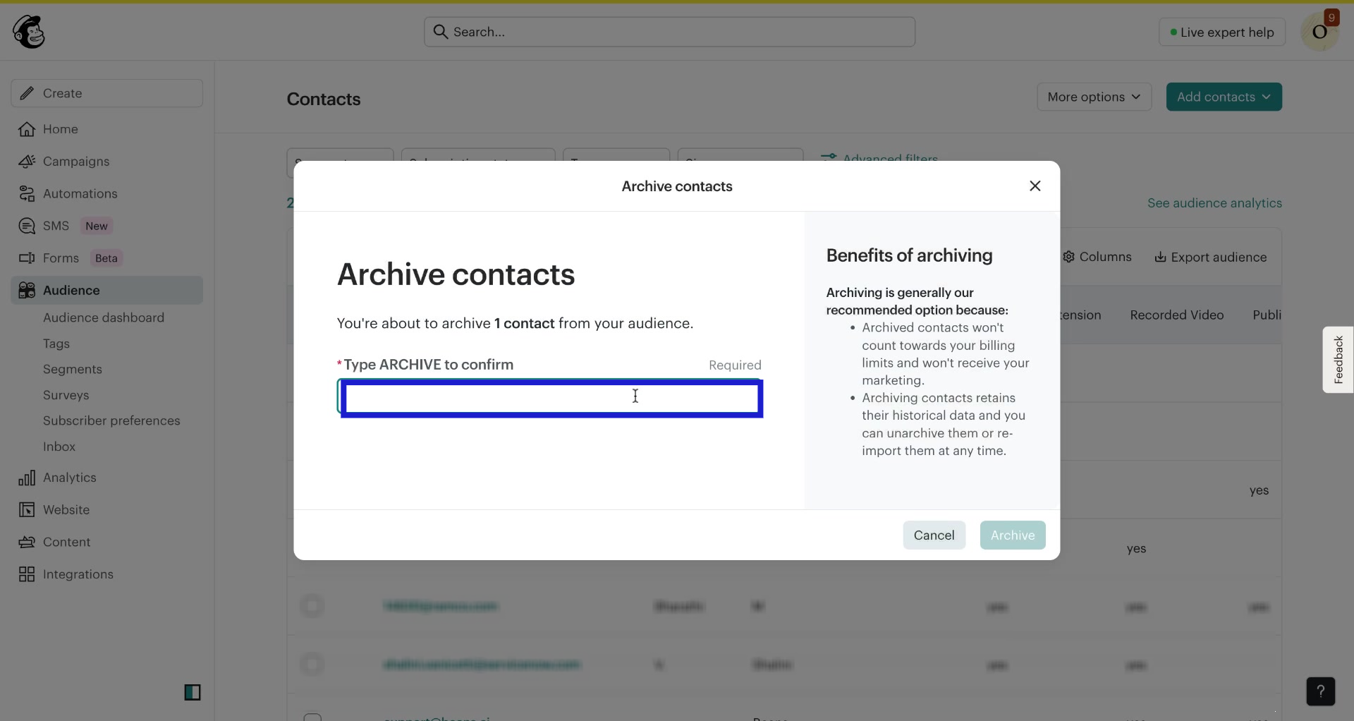 How to Archive Contacts in Mailchimp? - Mailchimp Tutorials