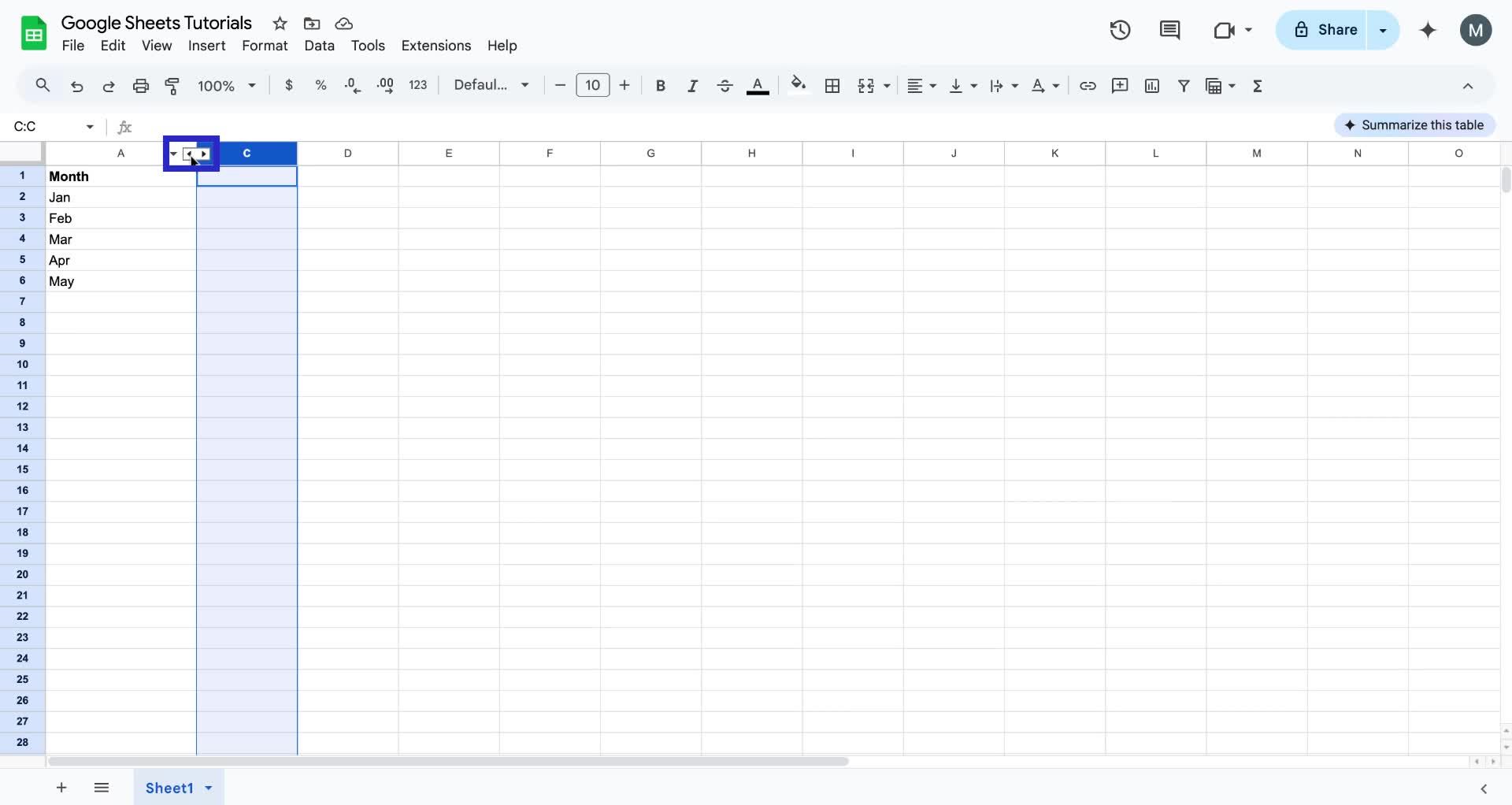 How to Unhide Columns in Google Sheets? - Google Sheets Tutorials