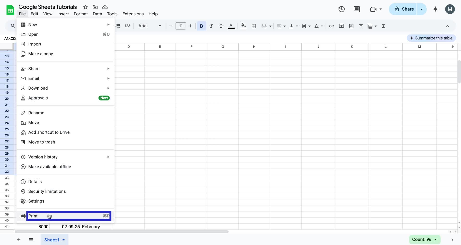 How to Set Print Area in Google Sheets? - Google Sheets Tutorials