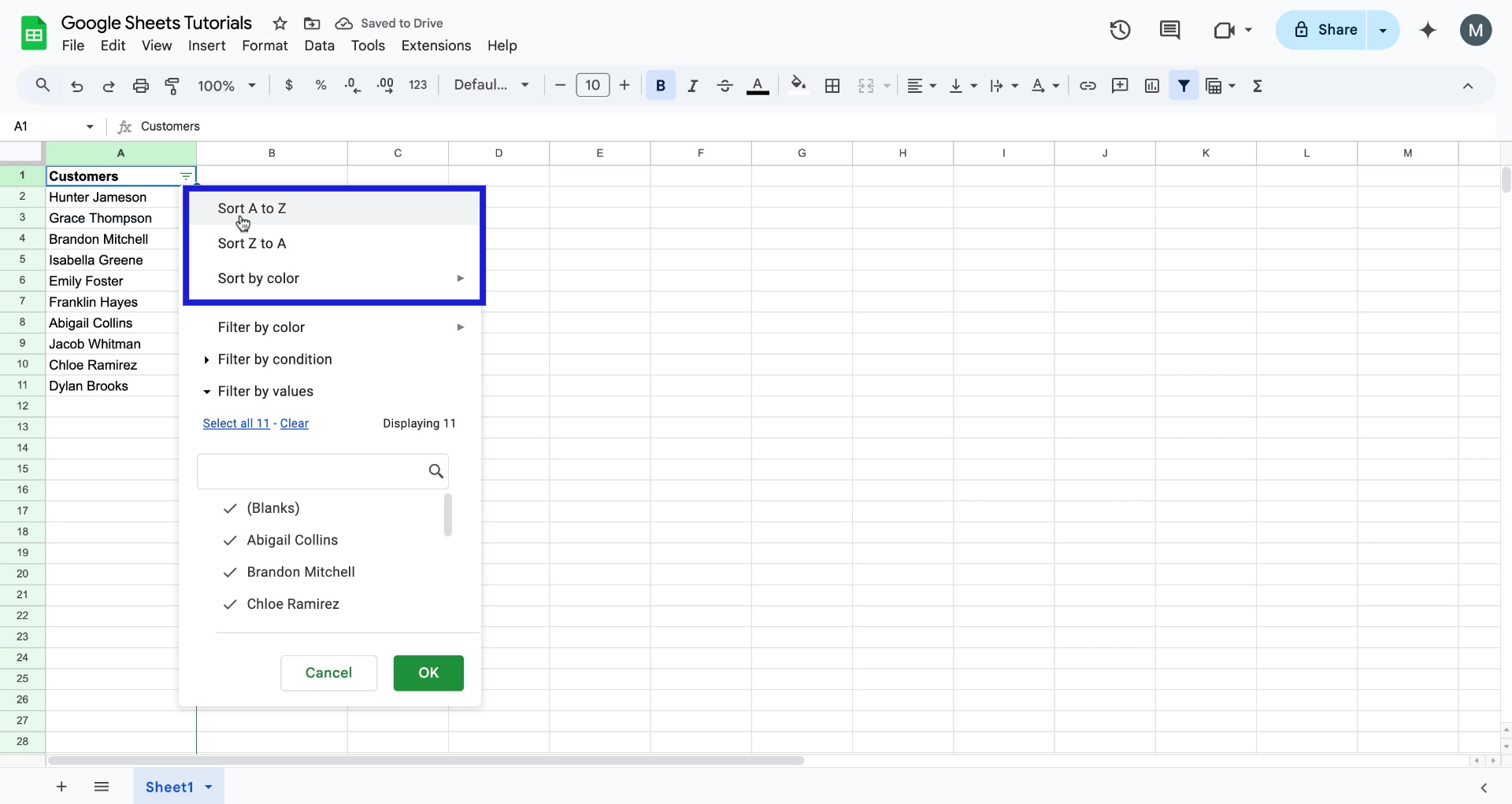 How to Sort in Google Sheets? - Google Sheets Tutorials