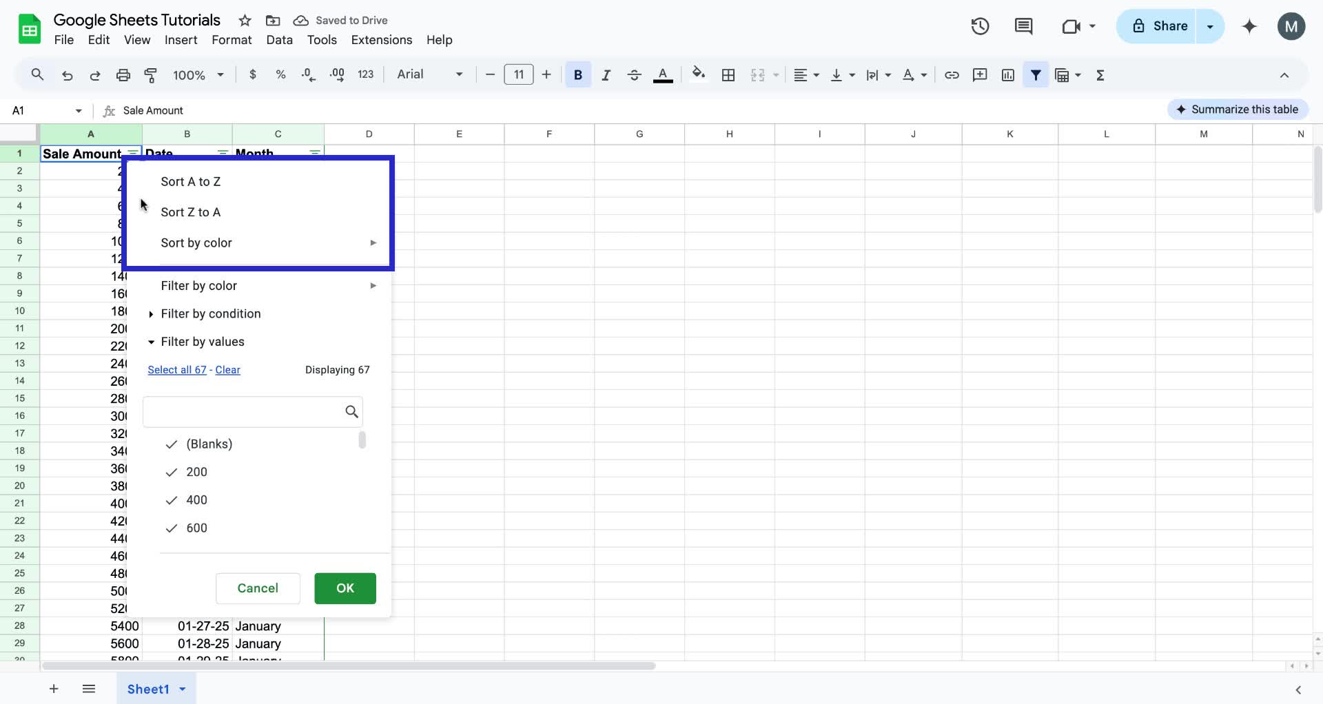 How to Filter in Google Sheets? - Google Sheets Tutorials