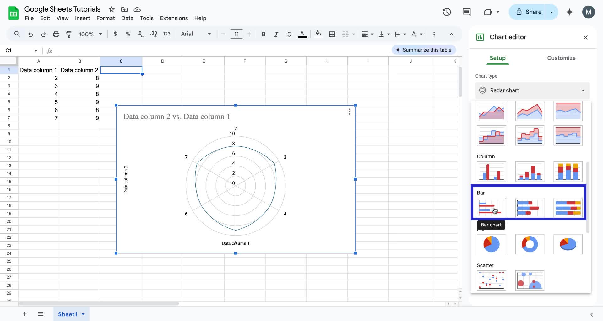 How to Make a Bar Graph in Google Sheets? - Google Sheets Tutorials