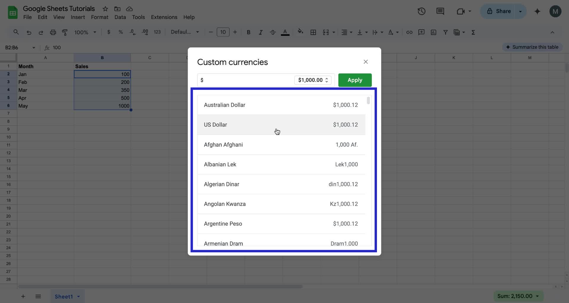 How to Change Currency in Google Sheets? - Google Sheets Tutorials
