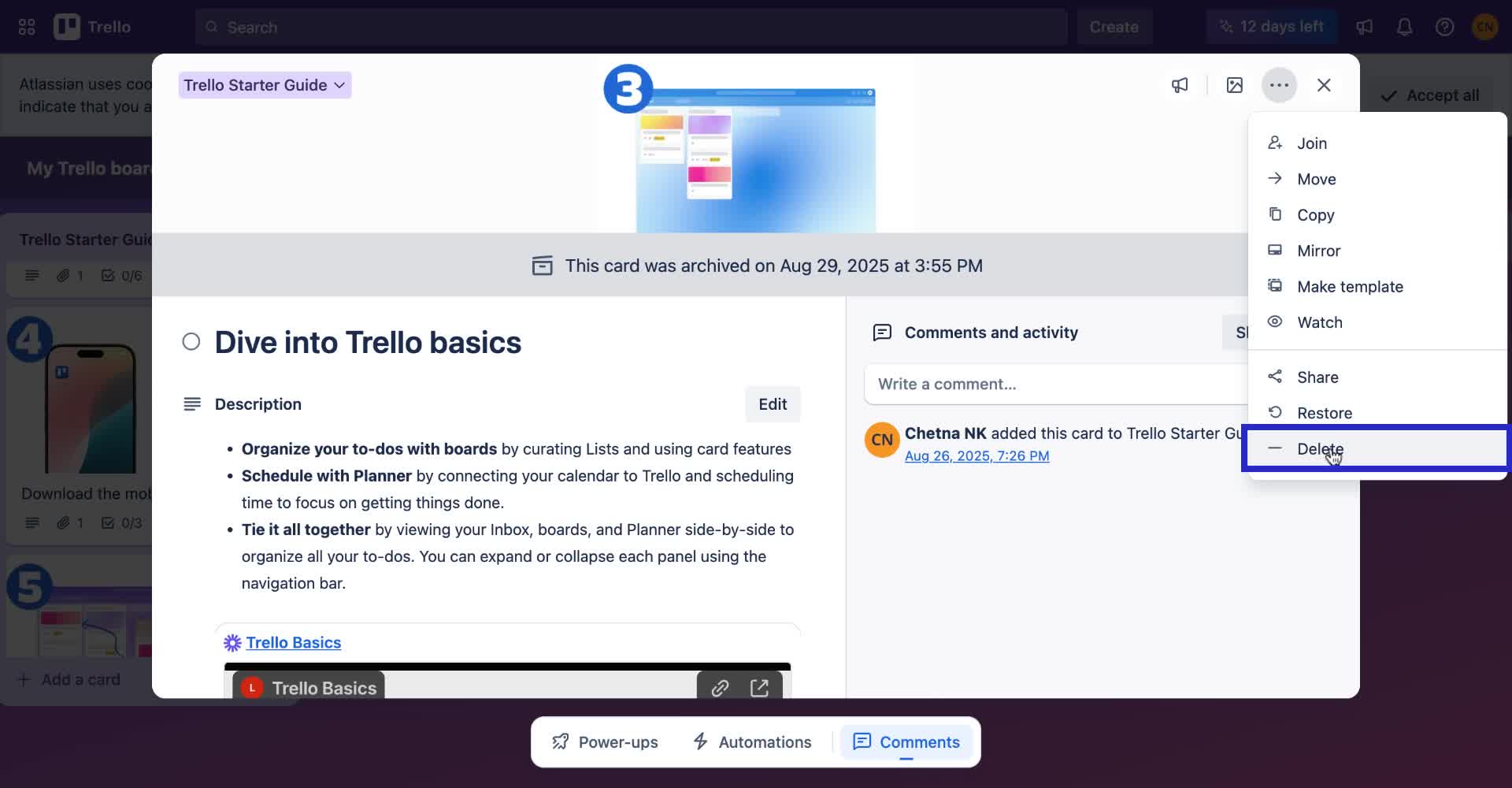 How to Delete a Card in Trello? - Trello Tutorials