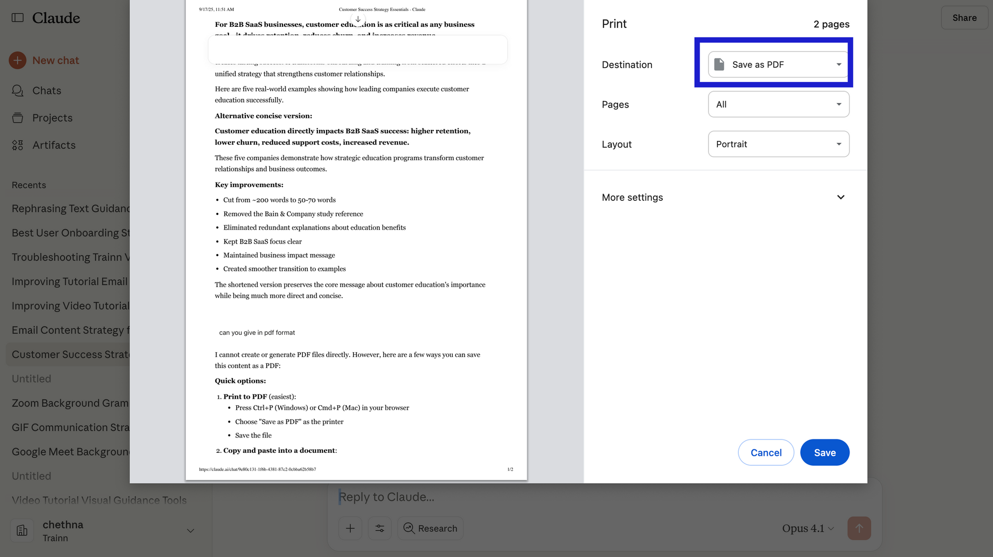 How to Export a Claude Chat as a PDF? - Claude Tutorials